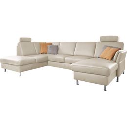 Wohnlandschaft DIE PLANBAR, B:305cm H:100cm T:200cm, beige, Sofas, "PN-EM18013 U-Form, mit Kopfstützen", wahlweise mit Bettfunktion und Stauraum