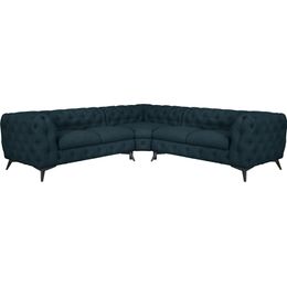 Chesterfield-Sofa Home Affaire, B:264cm H:75cm T:264cm, blau, Struktur (100% Polyester);Samtoptik (100% Polyester), Sofas, "Ecksofa GLYNIS L-Form mit