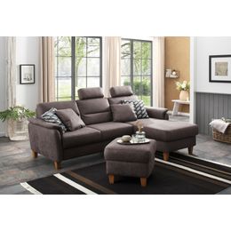 Ecksofa Home Affaire, B:244cm H:89cm T:163cm, grau, 100% Polyester;Struktur (100% Polyester);Luxus-Microfaser in Lederoptik (100% Polyester),