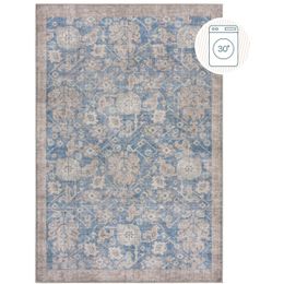 Teppich FLAIR RUGS, B:190cm H:4mm L:290cm, blau, Kunstfaser, Wohnzimmer, Teppiche, "Orelia", Waschbarer Traditioneller Teppich