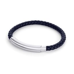 Fynch-Hatton Herren Lederarmband "Schmuck Geschenk Armband The Leather Classic", 26cm, Edelstahl Leder, blau, Edelstahl, Leder, Armbänder
