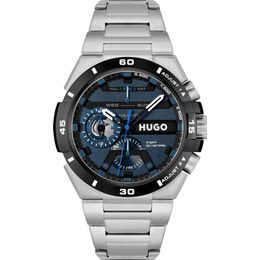 Hugo Herren Multifunktionsuhr "WILD", silber, Armbanduhren, Quarzuhr, Armbanduhr, Herrenuhr, Datum, Edelstahlarmband