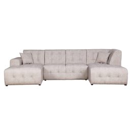 Wohnlandschaft Home Affaire, B:297cm H:85cm T:163cm, beige, 100% Polyester, Sofas, "Nosia U-Form", incl. 2 Zierkissen, mit feiner Steppung