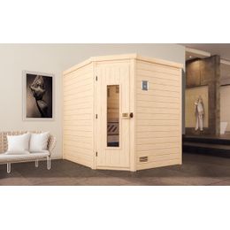 Weka Sauna "Massivholzsauna TURKU 2", Bio-Ofen, externe Steuerung, 9 kW, beige, Saunen, Blockbohlen, isoliert Holzt&uuml;r