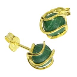 OSTSEE-SCHMUCK Damen Paar Ohrstecker "- Goldk&auml;fig - Gold 333/000 - Malachit", Gelbgold 333, gold, Gelbgold 333, Ohrringe