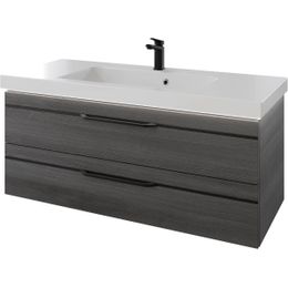 Waschtisch SAPHIR, B:123cm H:55,6cm T:50,8cm, grau, Badezimmer, Waschtische, "Serie Balto Mineralmarmor-Waschtisch mit Unterschrank, 123 cm breit",