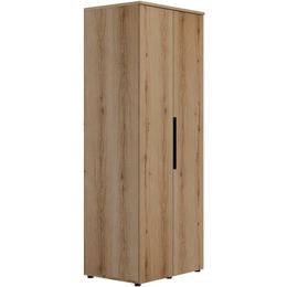 Dreht&uuml;renschrank GAMI, B:80cm H:210cm T:58cm, braun, Spanplatte, Schr&auml;nke, "Schrank 2 T&uuml;ren", 1/2 Kleiderschrank, 1/2 W&auml;scheschrank, gro&szlig;z&uuml;giges