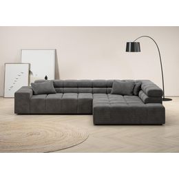 Ecksofa Inosign, B:319cm H:70cm T:215cm, grau, Struktur (85% Polyester, 15% Viskose);Luxus-Microfaser weich (98% Polyester, 2% Nylon);Velours (100%