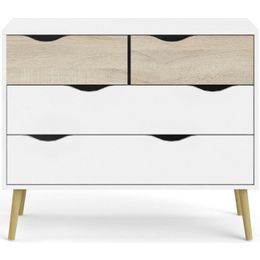 Kommode Andas, B:98,7cm H:81,7cm T:39,1cm, wei&szlig;, Spanplatte, Schlafzimmer, Sideboards, "Oslo, Aufbewahrung, Schubladenschrank, Stauraum", Sideboard