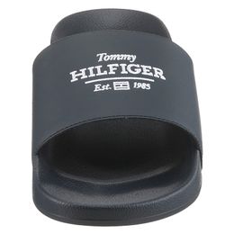 Tommy Hilfiger Herren Pantolette "EMBROID HILFIGER 85 POOL SLIDE", Gr. 41, blau, Lederimitat, Schuhe, Sommerschuh, Schlappen, Badeschuh mit