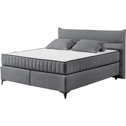 Boxspringbett, B:210cm L:214cm, grau, ED EXCITING DESIGN, 95% Polyester, 5% Cotton, Komplettbetten, "Vlieland", Premium