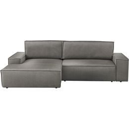 Ecksofa Home Affaire, B:267cm H:85cm T:167cm, grau, 100% Polyester, Sofas, "SHERWOOD Schlafsofa 267 cm, L-Form", Schlaffunktion mit Bettkasten