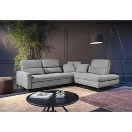 Ecksofa Alina, B:286cm H:127cm T:228cm, grau, Struktur fein TCM (100% Polyester), Wohnzimmer, Sofas, "Louis", Breite 286 cm, R&uuml;ckenlehnenverstellung,
