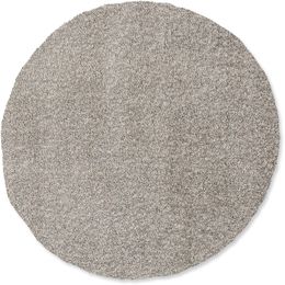 Teppich, H:52mm Ø:150cm, grau, OCI DIE TEPPICHMARKE, Polypropylen (PP), Wohnzimmer, Teppiche, "LOBBY SHAGGY", Wohnzimmer