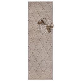 Designteppich ELLE DECORATION, B:80cm H:18mm L:240cm, beige, Polyester, Teppiche, "Perrotin", L&auml;ufer, Shaggy, flauschig, weich, Langflor, modern,