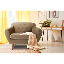 Sessel Home Affaire, B:88cm H:78cm T:73cm, beige, Samtoptik (100% Polyester);Struktur (100% Polyester);Struktur fein ( 100% Polyester), Wohnzimmer,