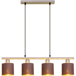 Näve NÄVE Pendelleuchte "Maron", 4, 1 Stk., braun, Esszimmer, Leuchten, 4er Pendel, E14 max. 40W, braun/gold/satin-nickel, Stahl/Textil