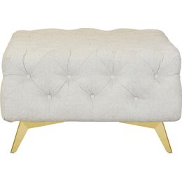 Polsterhocker Home Affaire, B:80cm H:45cm T:80cm, beige, Struktur (100% Polyester);Samtoptik (100% Polyester), Hocker, "Amaury", Chesterfield-Optik,