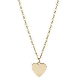 Fossil Damen Kette mit Anhänger "Schmuck Edelstahl DREW HEART VINTAGE ICONIC Herz", Edelstahl, L: 51, gold, Edelstahl, Halsketten