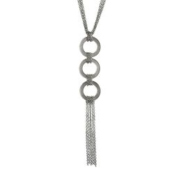 Steuer Damen Kette mit Anh&auml;nger "4-reihig silberfarben mit 3 Metallringen", 78cm, Metall, L: 78 B: 32mm, silber, Metall, B:32mm, Halsketten