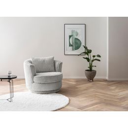 Drehsessel Home Affaire, B:95cm H:77cm T:95cm, grau, Wohnzimmer, Sessel, "MAISIE, Lese-Sessel, Love Seat", trendige Stoffe MEGA CORD und Web-Velours,