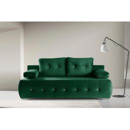 Schlafsofa WERK2, B:205cm H:90cm T:105cm, grün, 100% Polyester, Kinderzimmer, Sofas, "Monaco Design Bettsofa, pflegeleichter Samtoptik Bezug, Breite