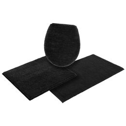 Badematte my home, H:10mm, schwarz, Polyester, Badematten, "Vanessa, Badvorleger, Badezimmer Teppich", Badteppich, weiche Haptik, unifarben