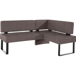 Eckbank Home Affaire, B:200cm H:89cm T:160cm, braun, Holzwerkstoff, Massivholz, Polyester, Esszimmer, Sitzbänke, "Oliver mit Metallgestell,