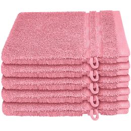 Waschhandschuh Schiesser, B:16cm L:22cm, rosa, Frottier, Handt&uuml;cher, "Milano im 5er Set", mit Webbord&uuml;re