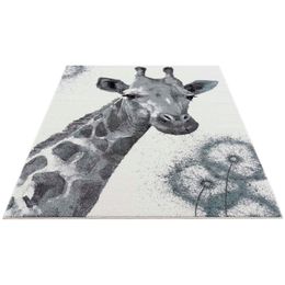 Kinderteppich Carpet City, B:160cm H:11mm L:225cm, beige, Polypropylen (PP), Teppiche, "Savanna 9370", Spielteppich, Teppich, Giraffe, Creme/ Grau,