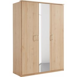 Kleiderschrank Priess, B:140cm H:196cm T:57cm, braun, Holzwerkstoff, Ankleidezimmer, Schr&auml;nke, "Husum", mit dekorativen Kranz, wahlweise mit