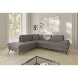 Sit & More Ecksofa SIT & MORE, B:238cm H:83cm T:202cm, grau, 100% Polyester, Wohnzimmer, Sofas, "Morris Jubi L-Form, B: 238 cm", mit Armteilfunktion & 1