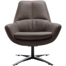 Drehsessel BETYPE, B:81cm H:92cm T:83cm, grau, 100% Echtleder, Wohnzimmer, Sessel, "Be Organic Standard Back, Loungesessel", in elegantem Design mit