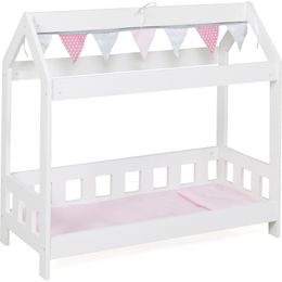 Bayer Chic 2000 CHIC2000 Kinder Puppenbett "Stars Grey", grau, MDF, Polyester, B:25cm H:54cm T:25cm, Puppenmöbel, mit Bettdecke und Kopfkissen