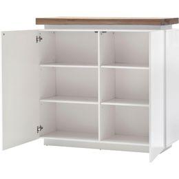 Highboard MCA furniture, B:120cm H:114cm T:40cm, wei&szlig;, MDF, Massivholz, Wohnzimmer, Sideboards, "Romina", mit LED Beleuchtung wei&szlig; dimmbar, inkl.