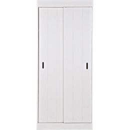Garderobenschrank Woood, wei&szlig;, Holzwerkstoff, Flur, Schr&auml;nke, "Row", mit Schiebet&uuml;r, Breite 84 cm