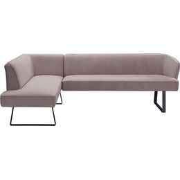 Eckbank, B:270cm H:83cm T:197cm, pink, exxpo - SOFA FASHION, Esszimmer, Sitzb&auml;nke, "Americano", mit Keder und Metallf&uuml;&szlig;en, Bezug in verschiedenen