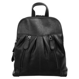 CLUTY Cityrucksack, schwarz, Leder, Rindsleder, Retro, Rucksäcke, echt Leder