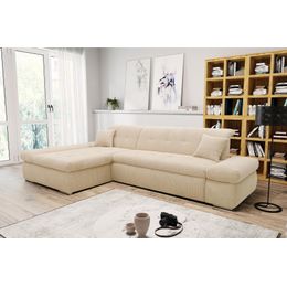 Ecksofa DOMO collection, B:300cm H:80cm T:172cm, beige, Cord (100% Polyester), Wohnzimmer, Sofas, "Moric Luxus - B/T/H 300/172/80 cm, XXL-Format",