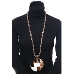 Damen Lange Kette "Rose", braun, Basic, Collezione Alessandro, Zamak, Halsketten, vielen kleine Muschelscheibchen