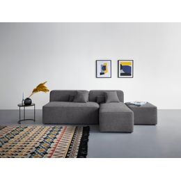 Ecksofa Home Affaire, B:220cm H:76,5cm T:153cm, grau, 100% Polyester, Wohnzimmer, Sofas, "Sundstrup L-Form", Modulserie, individuelle Zusammenstellung