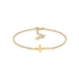 Elli Damen Armband "Kreuz Horizontal Schlicht 925 Silber", 16cm, ohne Stein, Silber 925 (Sterlingsilber), gold, Silber 925 (Sterlingsilber), Armbänder