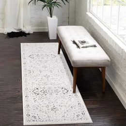 Teppich Carpet City, B:80cm H:15mm L:300cm, grau, Obermaterial: 100% Polyester, Wohnzimmer, Teppiche, "LOUNGE 0638", Kurzflor-Teppich Modern,