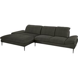 Ecksofa W.Schillig, B:340cm H:87cm T:185cm, gr&uuml;n, Chenille-Flachgewebe R66 (85% Polyester, 15% Nylon);Longlife Xtra-Leder Z59: Glattleder mit