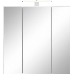 Spiegelschrank Schildmeyer, B:70cm H:70,7cm T:15,7cm, wei&szlig;, FSC-zertifizierter Holzwerkstoff, Badezimmer, Schr&auml;nke, "Lagona", Breite 70 cm, 3-t&uuml;rig,