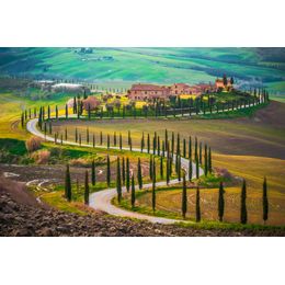 papermoon Fototapete "Fields in Tuscany", B/L: 3,5m x 2,6m, Bahnen: 7 Stk., bunt, Tapeten