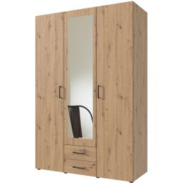 Dreht&uuml;renschrank wimex, B:120cm H:185cm T:54cm, schwarz, Holzwerkstoff, Schr&auml;nke, "Mugano", wahlweise mit oder ohne Spiegel, mit Schubladen