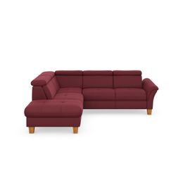 Ecksofa Home Affaire, B:249cm H:84cm T:217cm, rot, 100% Polyester, Wohnzimmer, Sofas, "Lindgren L-Form", wahlweise mit TV-Funktion, Stauraum und