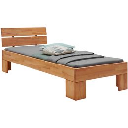 Massivholzbett Home Affaire, B:96cm H:93cm L:206cm, beige, Betten, "Modesty II, Made in Europe", aus massiver Kernbuche, in verschiedenen Breiten,