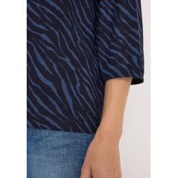 Cecil Damen 3/4-Arm-Shirturban dunkelblau, Gr. L, bedruckt, Jersey, Obermaterial: 50% Baumwolle, 50% Modal, Shirts, mit All-Over Print